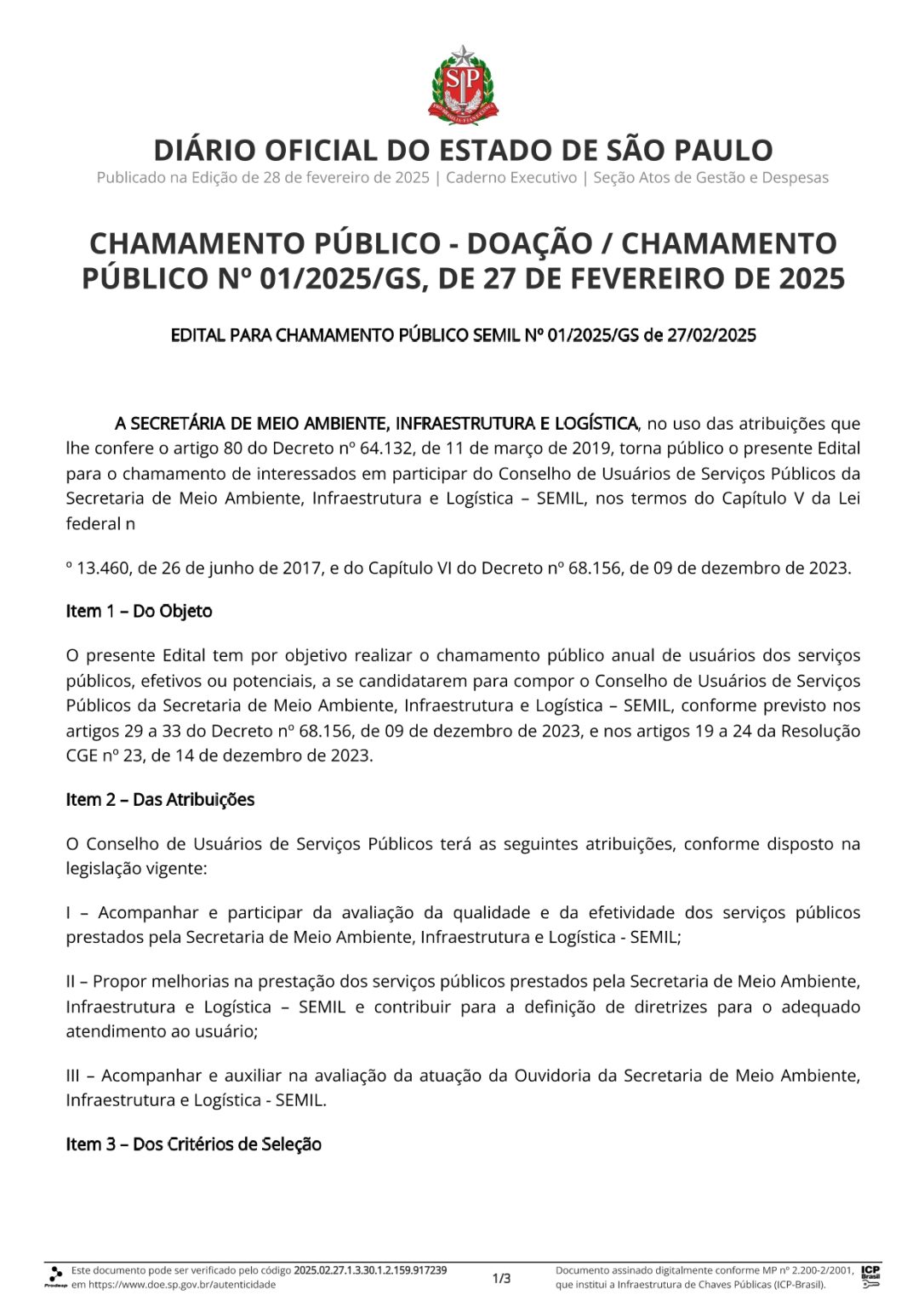Semil - Secretaria de Meio Ambiente, Infraestrutura e Logística de SP